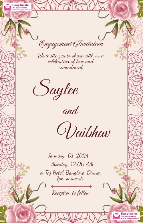 Modern Engagement Invitation Card - Free Customization | Engagement ...